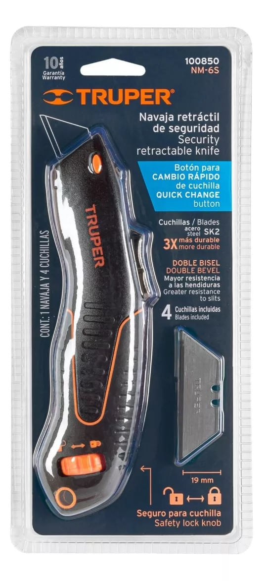 Cutter Auto-retractil De Seguridad 7 Truper 100850 Bloqueo - Tienda Fan